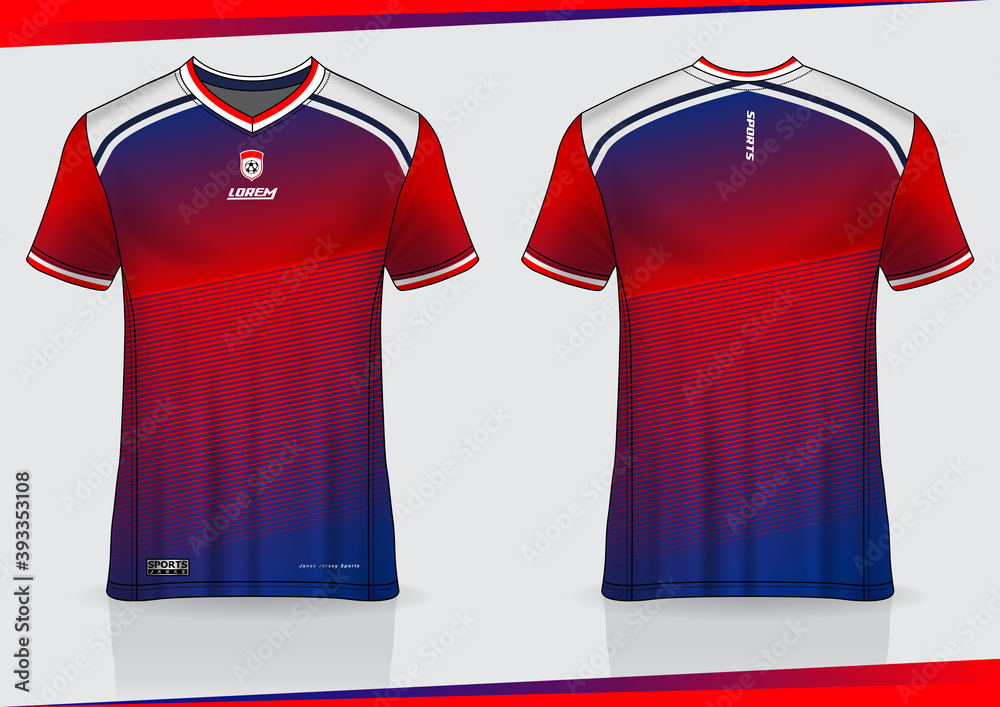 Jersey mockup. t-shirt sport design template for runner, uniform front and back view. red color ...