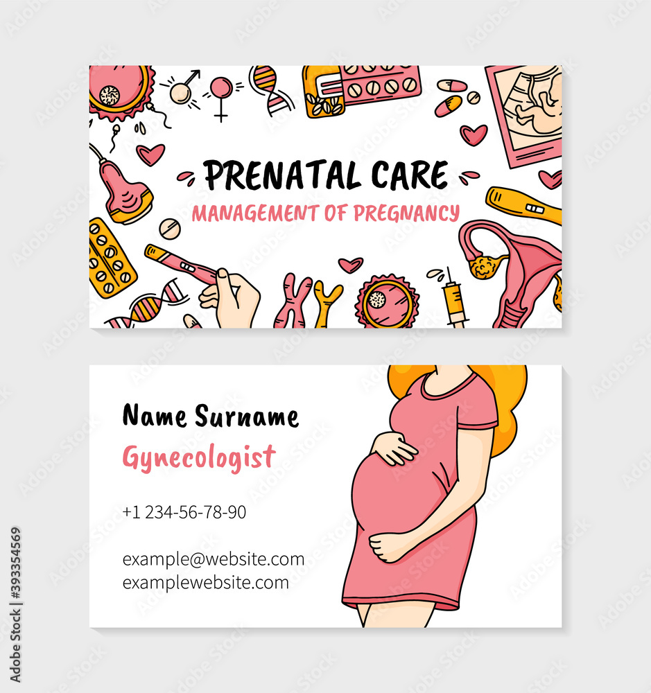 Management of pregnancy and prenatal care clinic visit card in Doodle ...