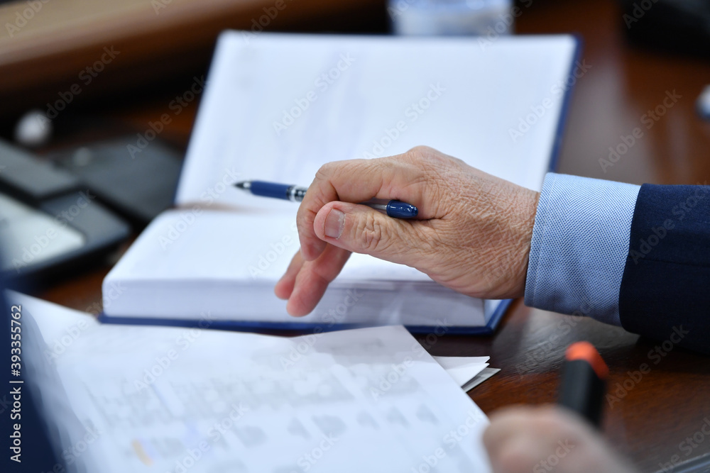 business, pen, hand, writing, paper, office, document, closeup, close ...