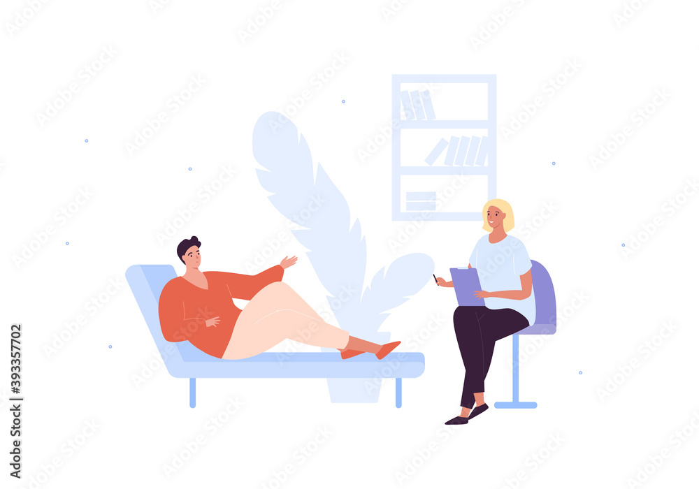 Mental health care concept. Vector flat people character illustration ...