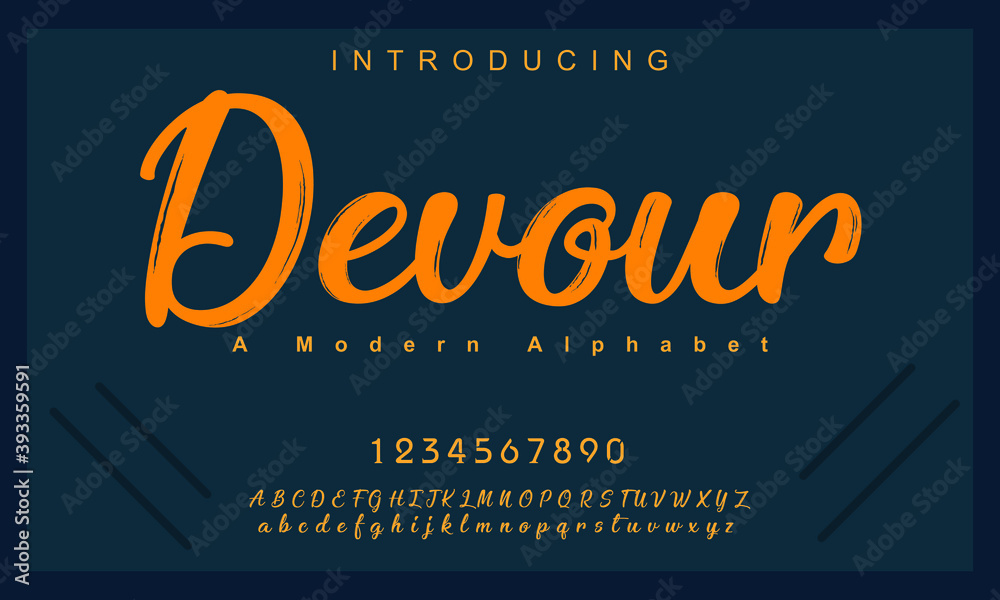 Devour font. Elegant alphabet letters font and number. Lettering ...