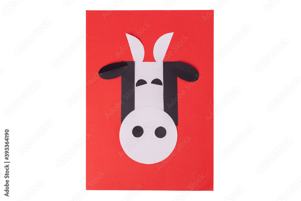 easy shape paper cow craft for kids, step by step instruction, DIY ...