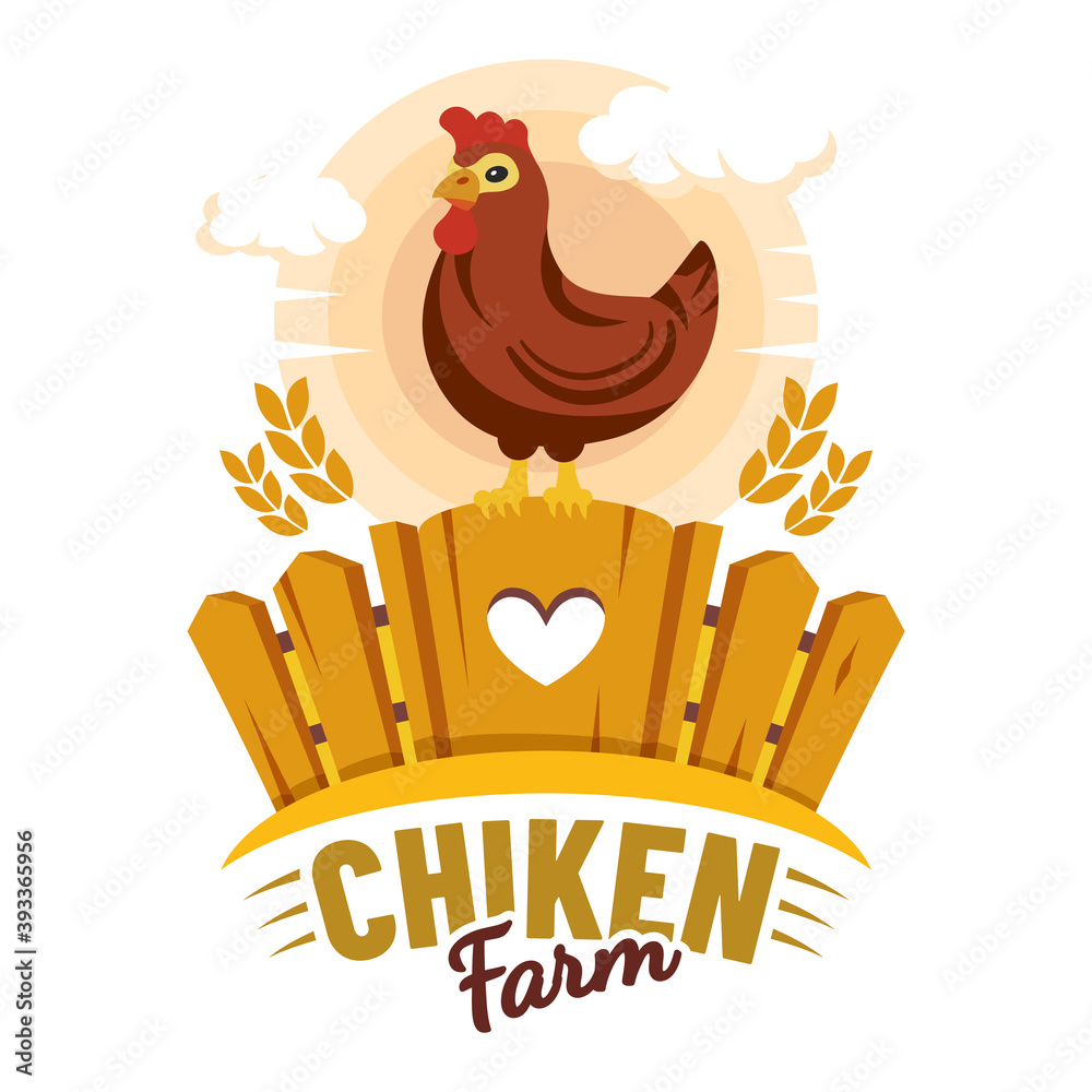 Chicken farm label, farmer organic product market and package design ...