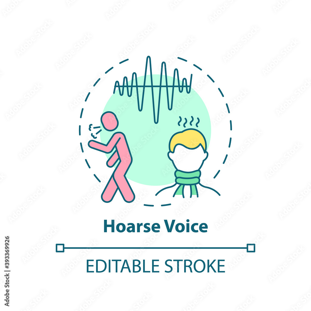 Hoarse voice concept icon. Sore throat symptom idea thin line ...