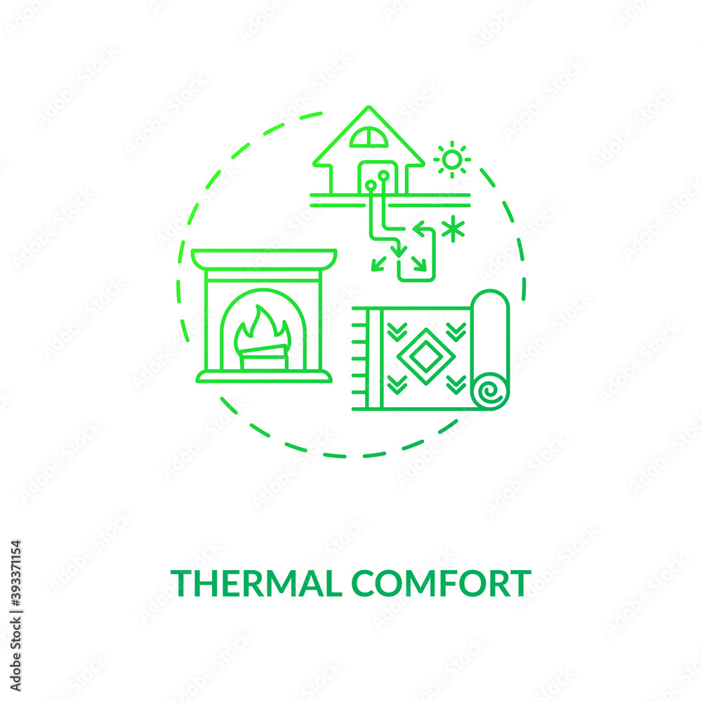 Thermal comfort green concept icon. Temperature at home. House ...