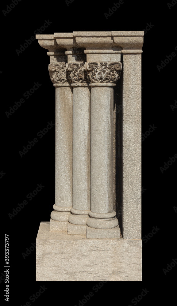 Elements of architectural decorations of buildings, columns and tops ...