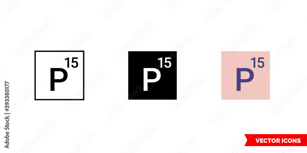 Phosphorus icon of 3 types color, black and white, outline. Isolated ...