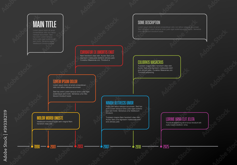 Dark Timeline Layout with Speech Bubbles Stock Template | Adobe Stock