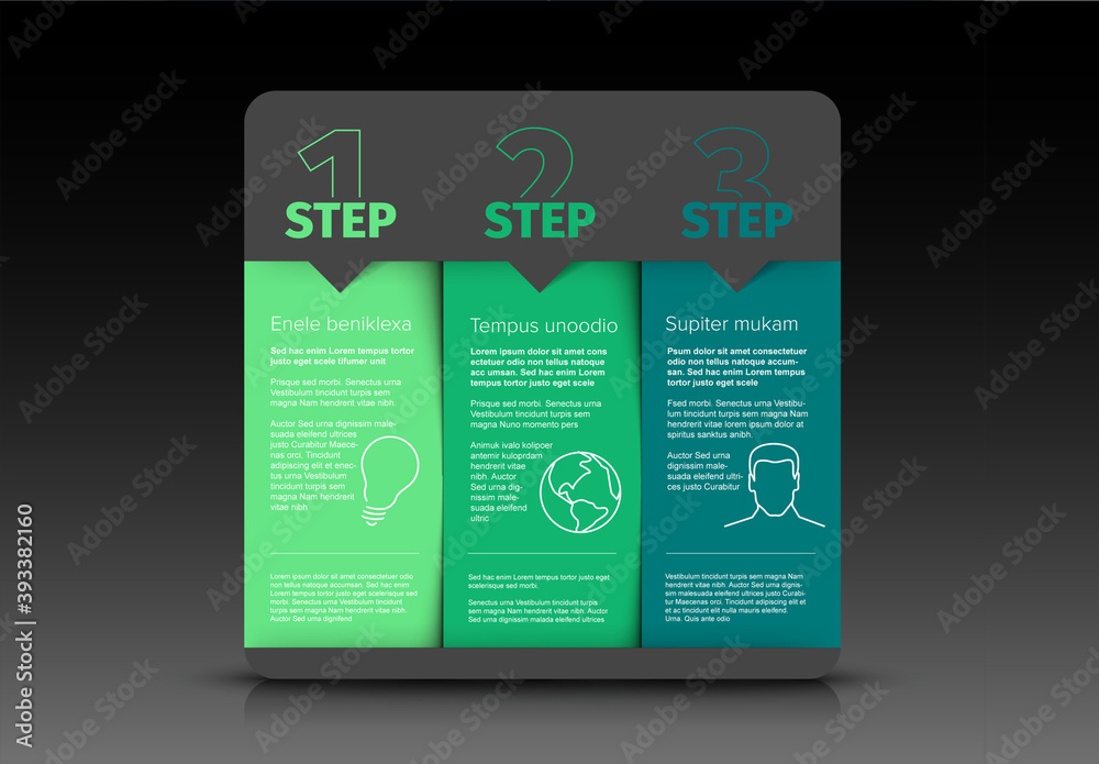 Three Simple Colorful Steps Process Infographic Layout Stock Template ...