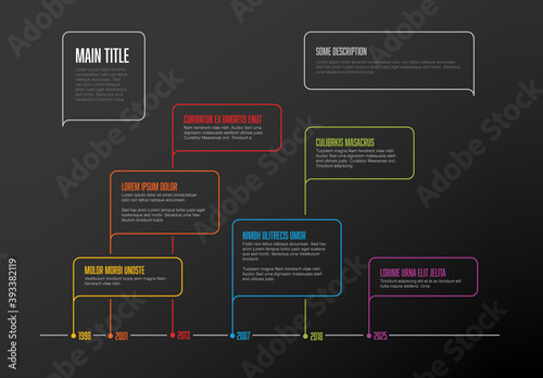 Dark Timeline Layout with Speech Bubbles Stock Template | Adobe Stock