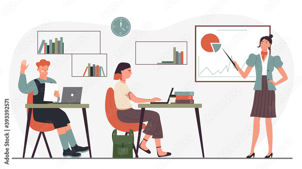 Education at school vector illustration. Cartoon teacher character ...