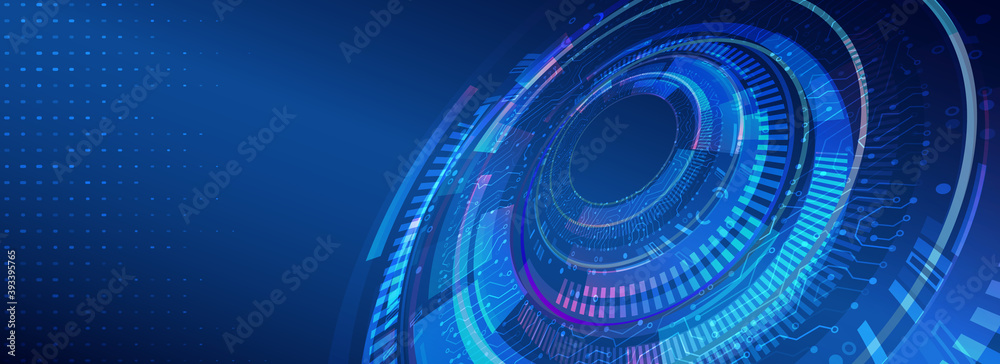 Hi-tech computer digital technology concept. 3d Futuristic glowing ...