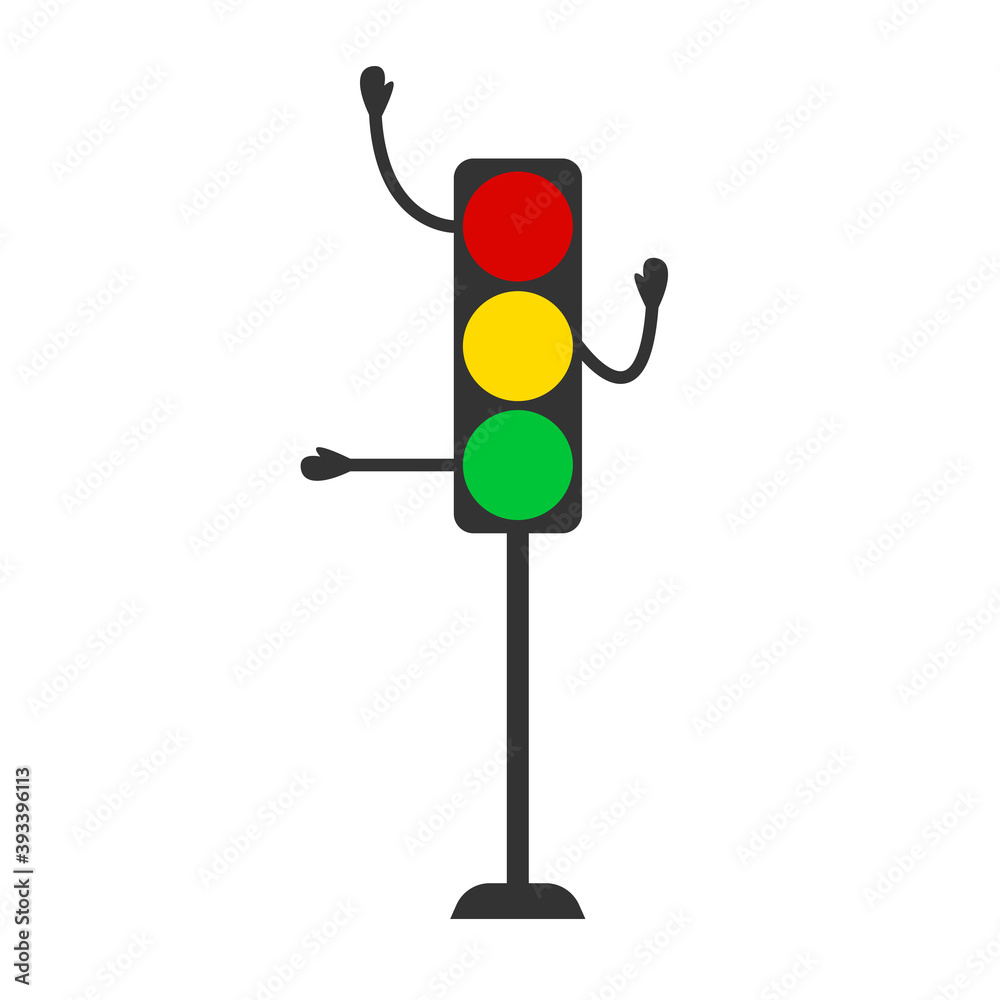 Traffic light isolated on white. Semaphore with hands. Right, left ...