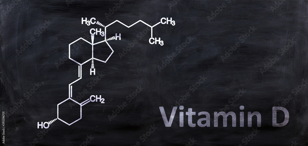 Vitamin D3 molecular structure, chalk drawing on a blackboard Stock ...