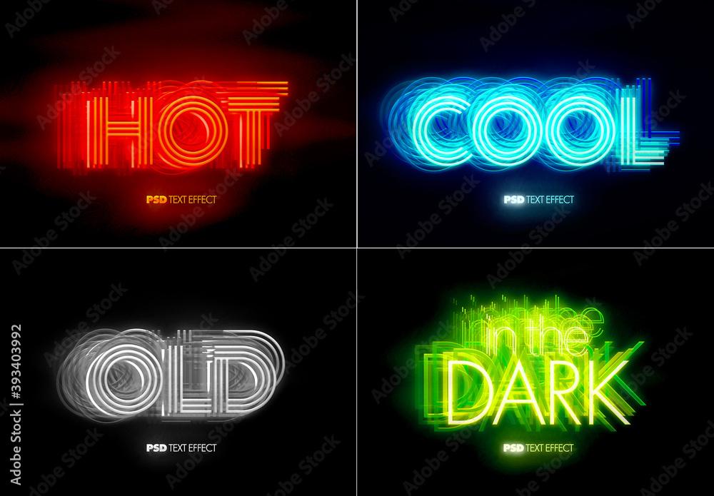 Glowing Hot and Cool Text Effect Bundle Stock Template | Adobe Stock