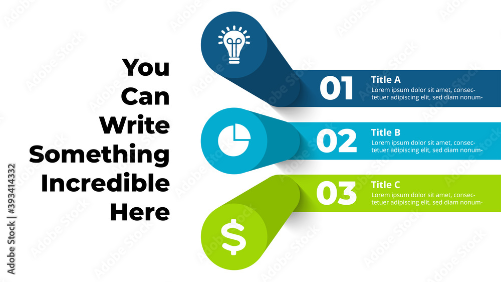 3D Vector Perspective Infographic. Presentation slide template. 3 step ...