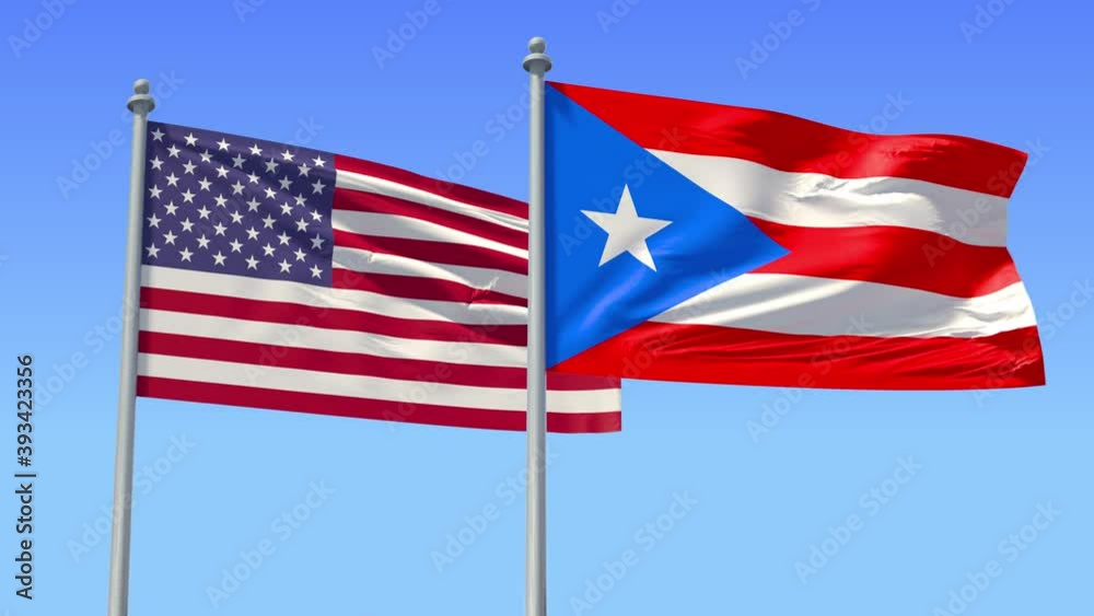Puerto Rico and USA flag on flagpole excellent quality. Puerto Rico and ...