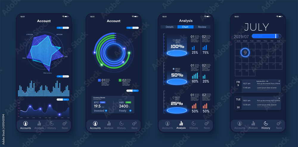 Mobile app infographic template with modern design weekly and annual ...