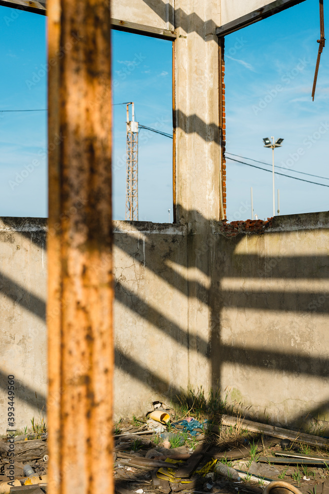 Shadows and rusty textures in abandoned building Stock Photo | Adobe Stock