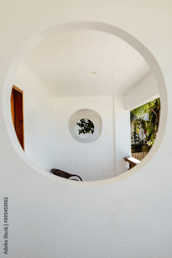Perspective of circular window and stairs Stock Photo | Adobe Stock