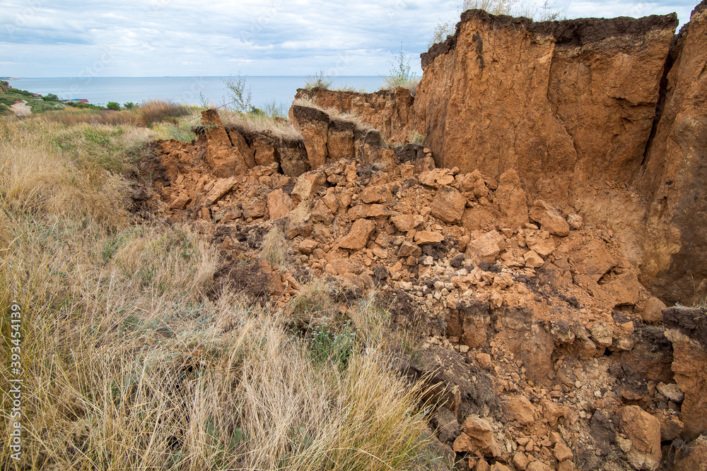 Soil landslide on slopes after degradation of the soil rain or ...
