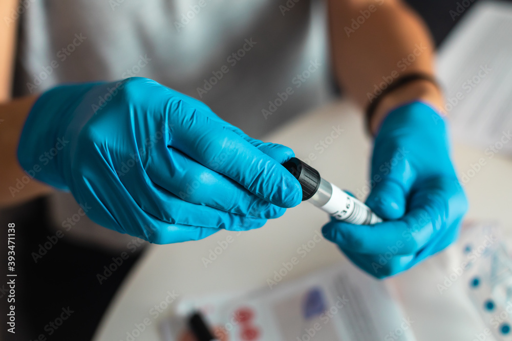 Process of coronavirus testing examination at home, COVID-19 swab ...