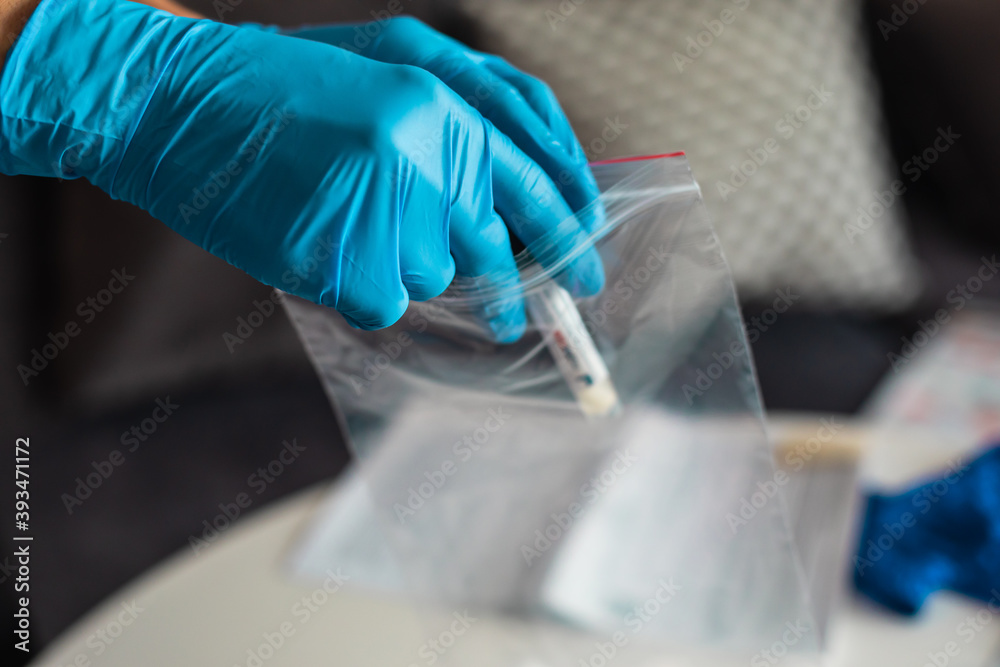 Process of coronavirus testing examination at home, COVID-19 swab ...