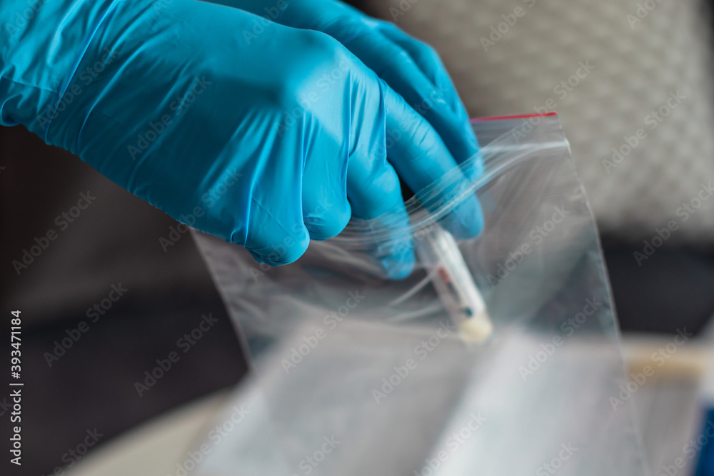 Process of coronavirus testing examination at home, COVID-19 swab ...