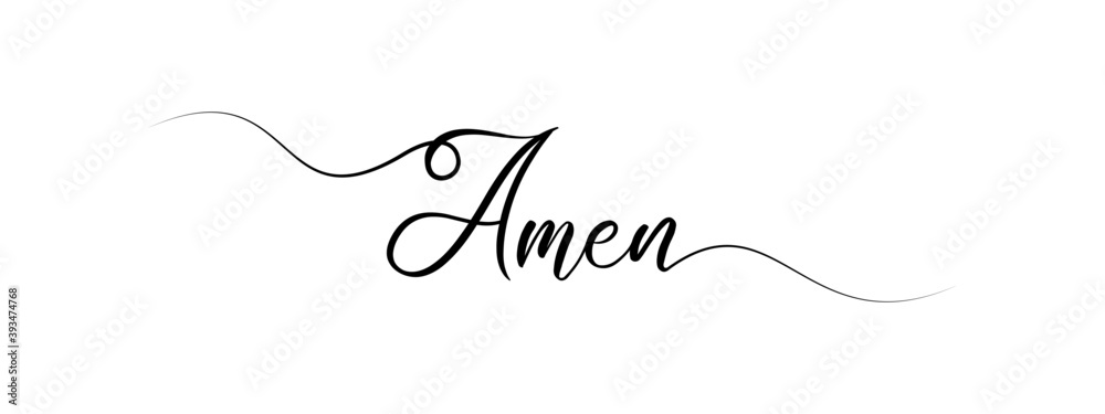simple letter Amen script calligraphy banner vector black color Stock ...