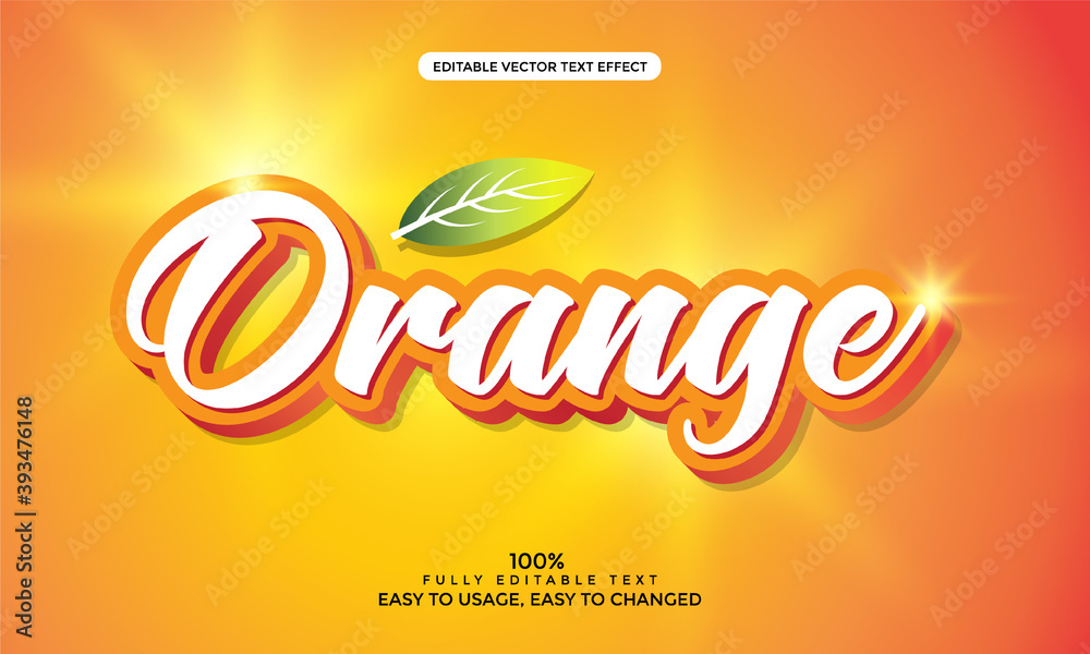 Fresh orange text effect. Editable font style vector for any web or ...