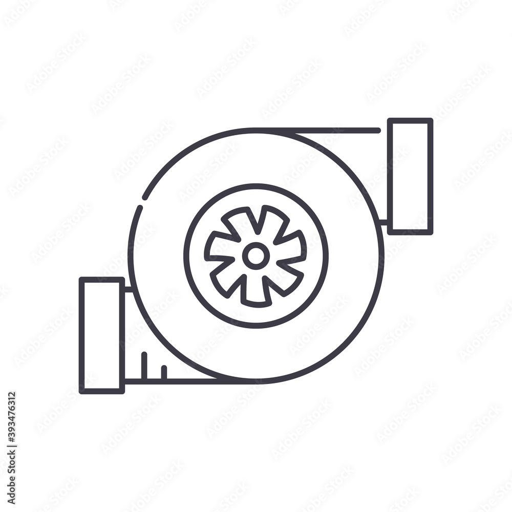 Turbocharger icon, linear isolated illustration, thin line vector, web ...