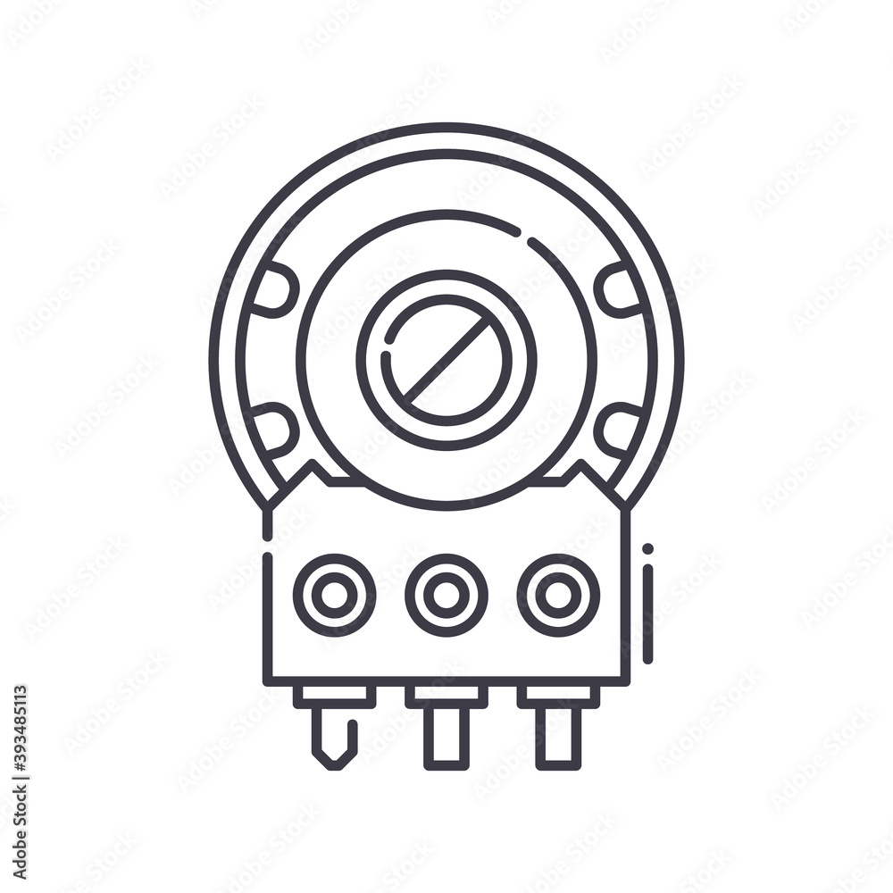 Variable resistor icon, linear isolated illustration, thin line vector ...