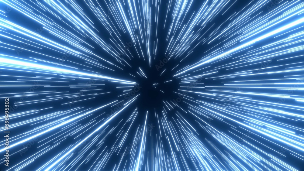 Abstract Neon Glowing Dynamic light streaks or rays with motion ...