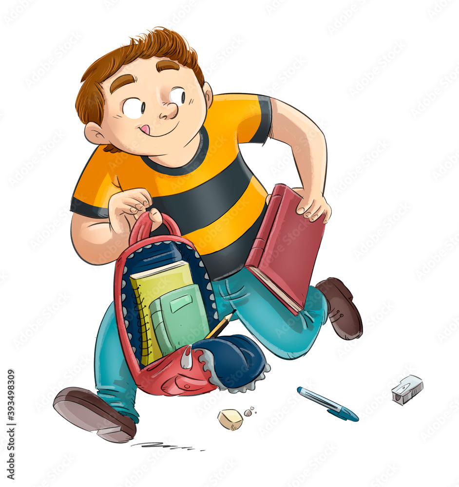 Child arriving late to class Stock Illustration | Adobe Stock