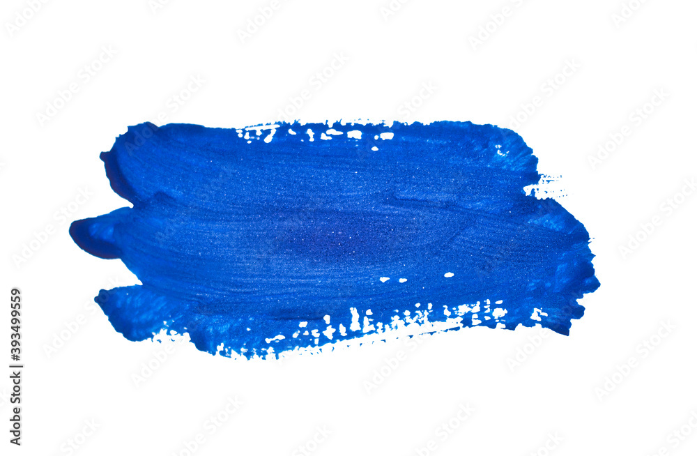 Blue paint stroke. A stroke of the brush across the paper with blue ...