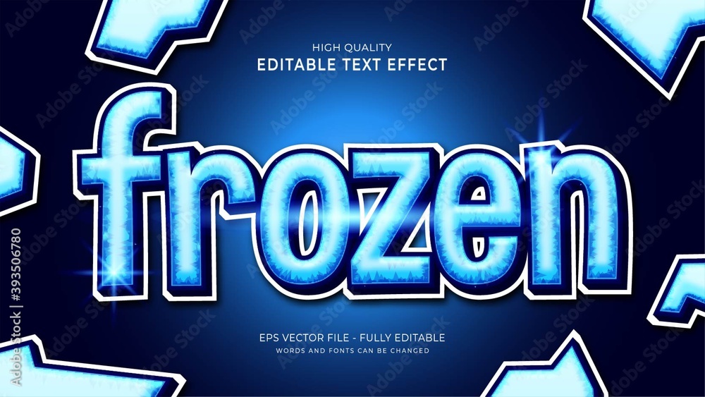 frozen text effect, editable game text style effect Stock Vector ...