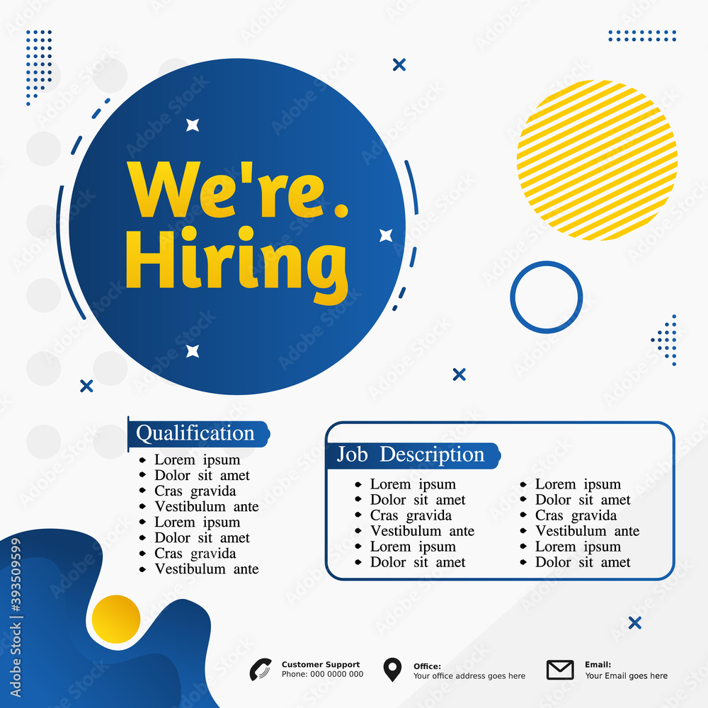 Hiring recruitment design poster.Open vacancy design template. Social ...