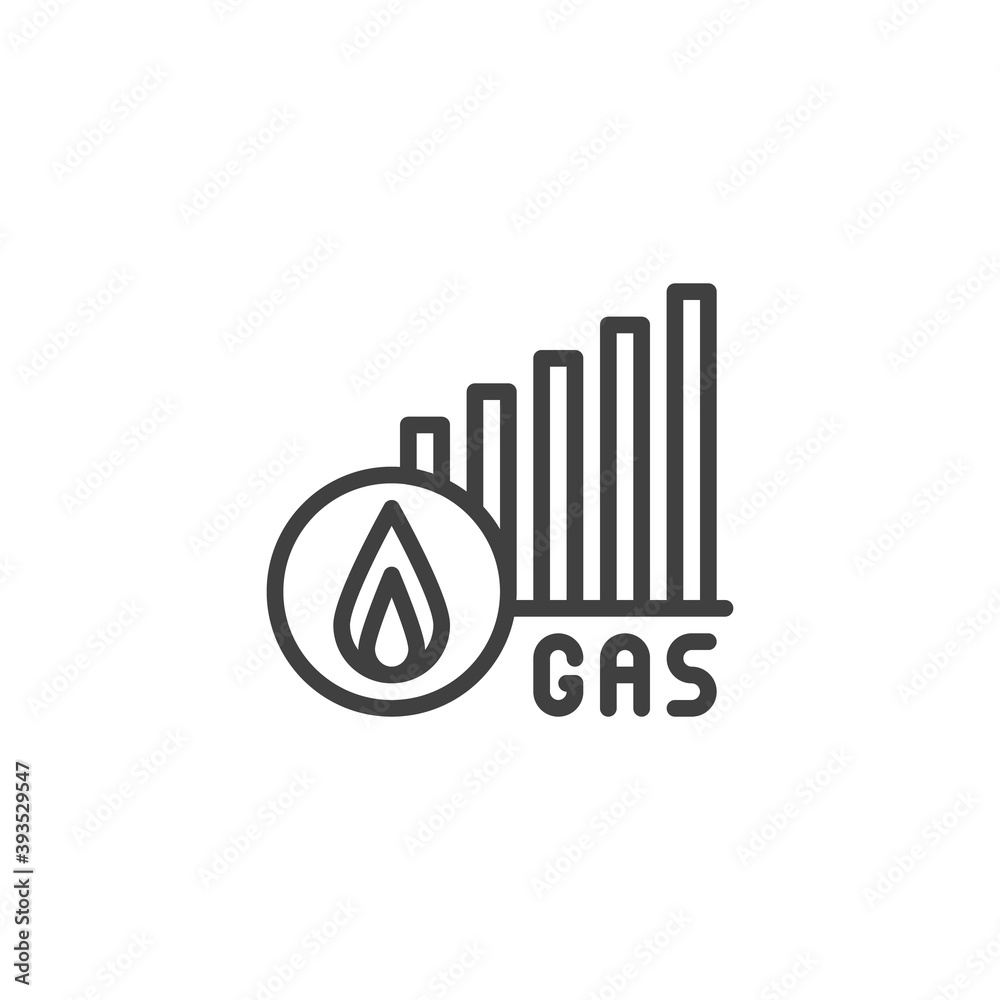 Gas price diagram line icon. Petroleum infographic linear style sign ...