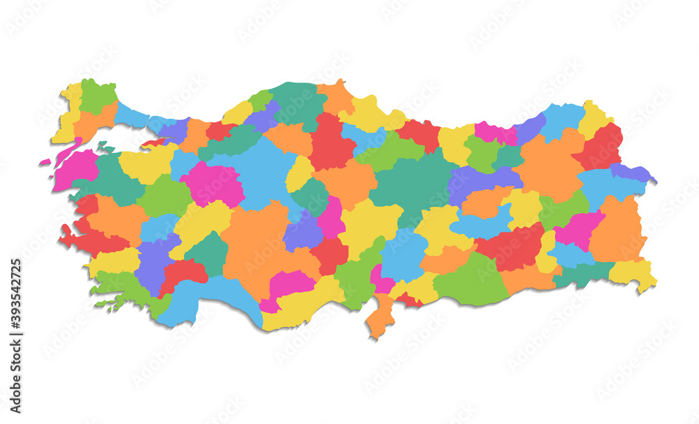 Turkey map, administrative division, separate individual regions, color ...