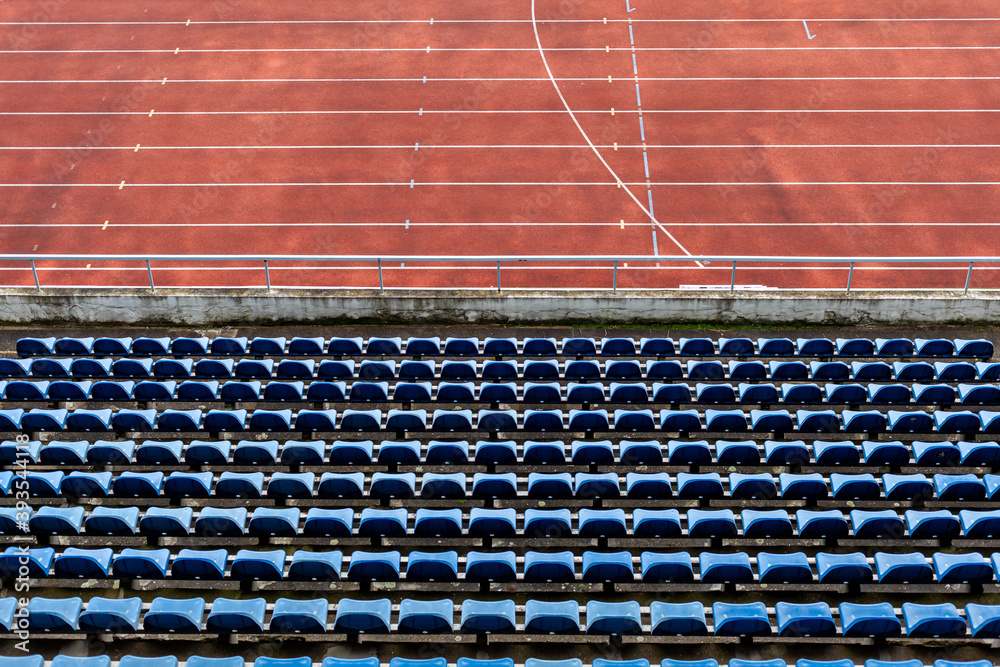 empty rows of seats in the auditorium of the athletic stadium Stock ...