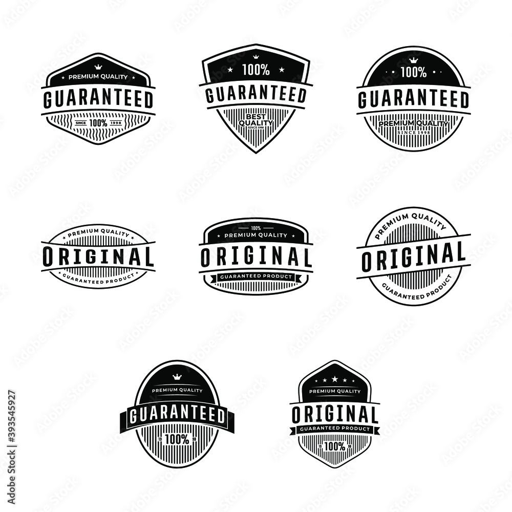 Vintage Guaranteed & Original Badges Label. Sticker and Stamp Template ...