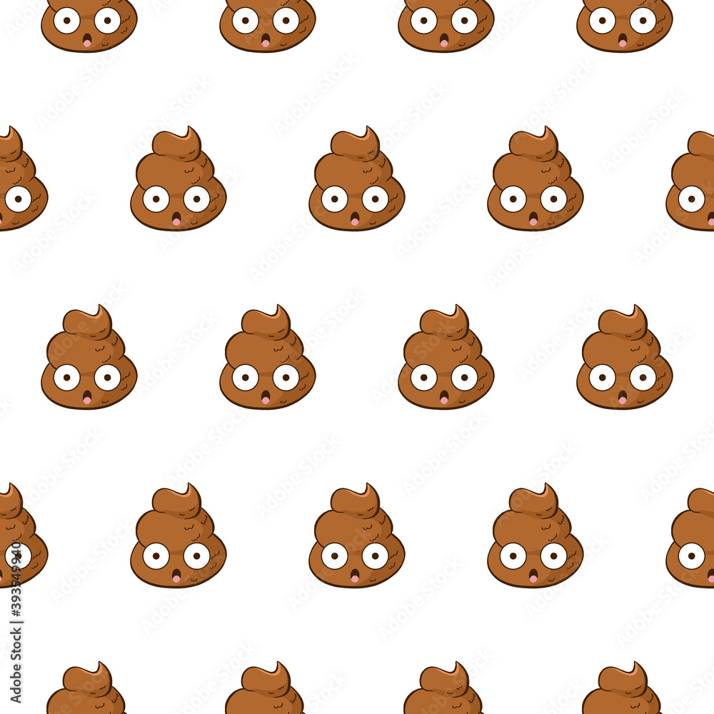 Vector seamless pattern with shocked poop emoji. Funny background with ...