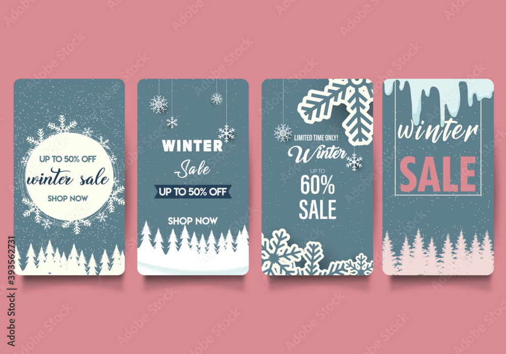 Set of abstract winter backgrounds for social media stories. Colorful ...