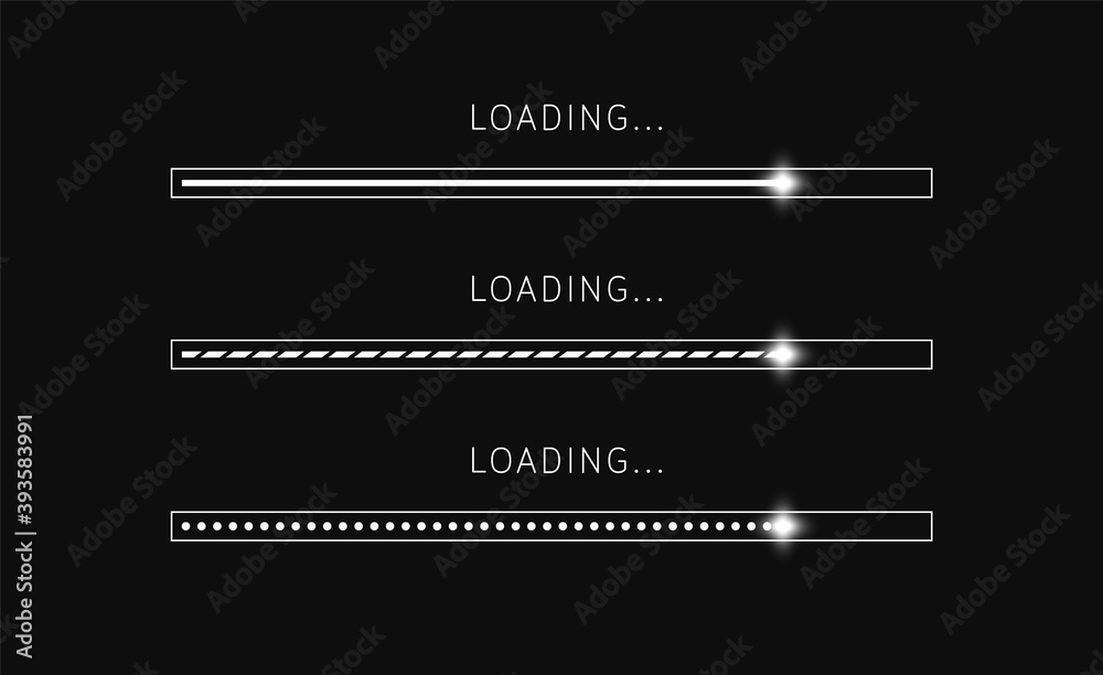 Loading progress bar. Vector futuristic UI elements. Line and glow. Set ...