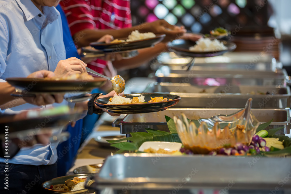 Food Buffet Catering Dining Eating Party Sharing Concept. People group ...