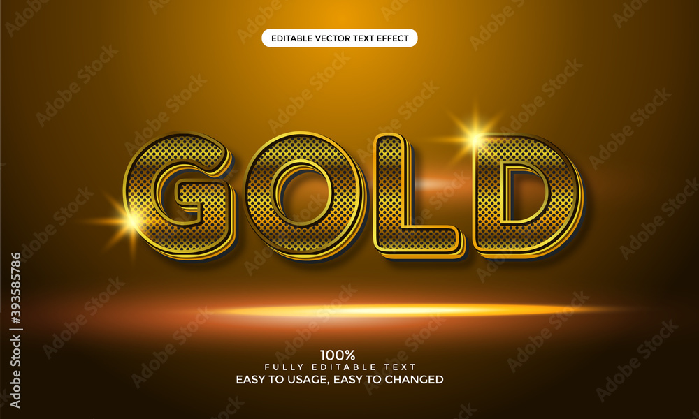 Gold text effect. Editable font style vector for any web or print ...
