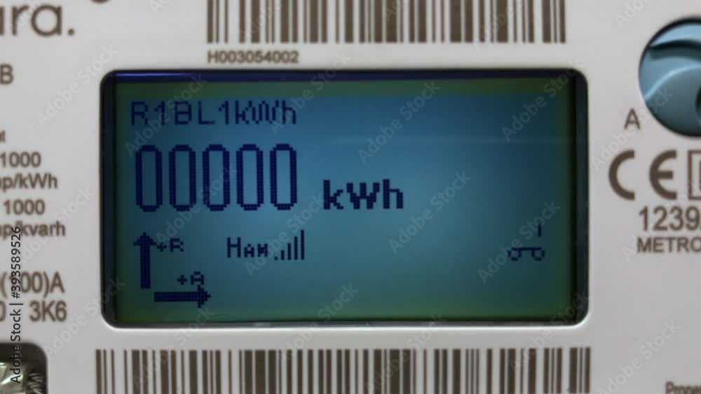 Video Stock Close-up of a new domestic electric smart meter and cycling ...