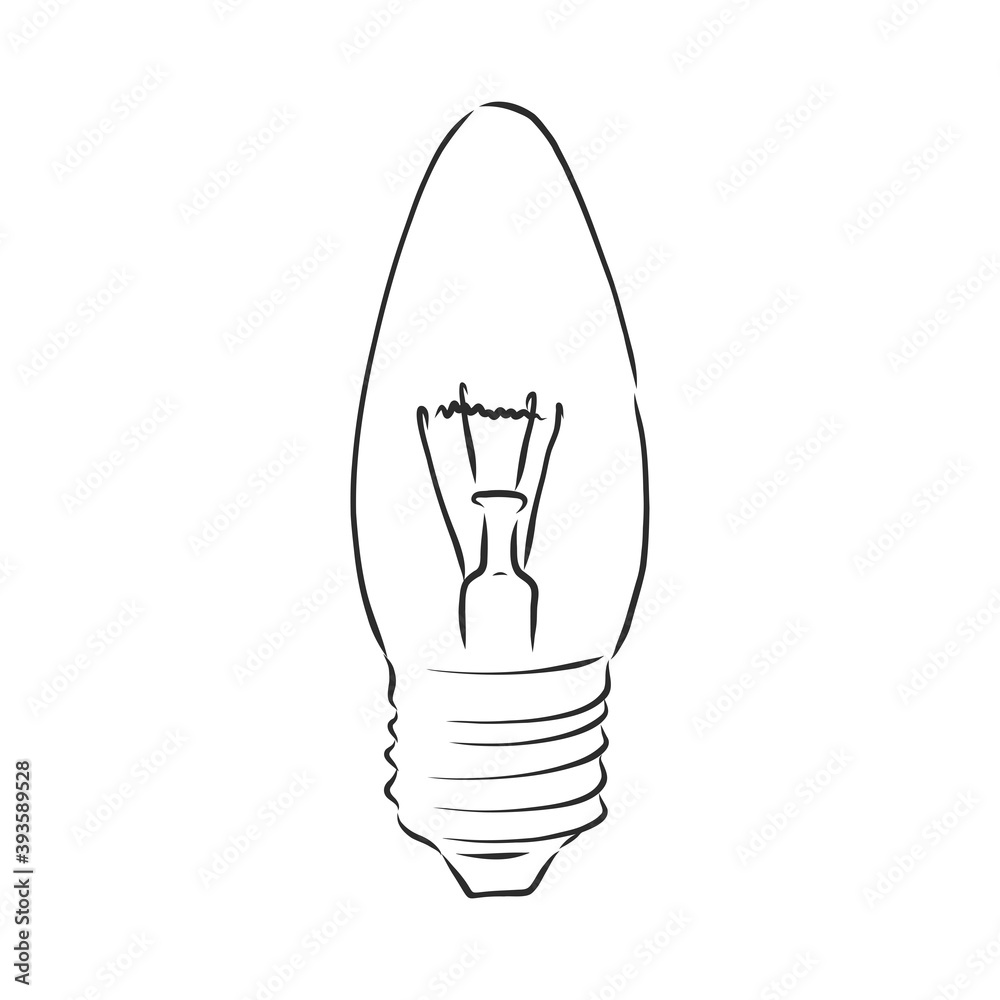 design of light line vector drawing, light bulb vector sketch ...