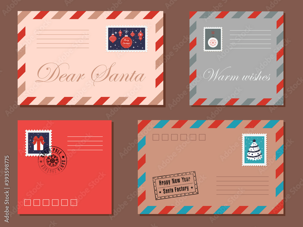 Dear Santa set of Christmas letter in a stamped envelope.Vintage ...