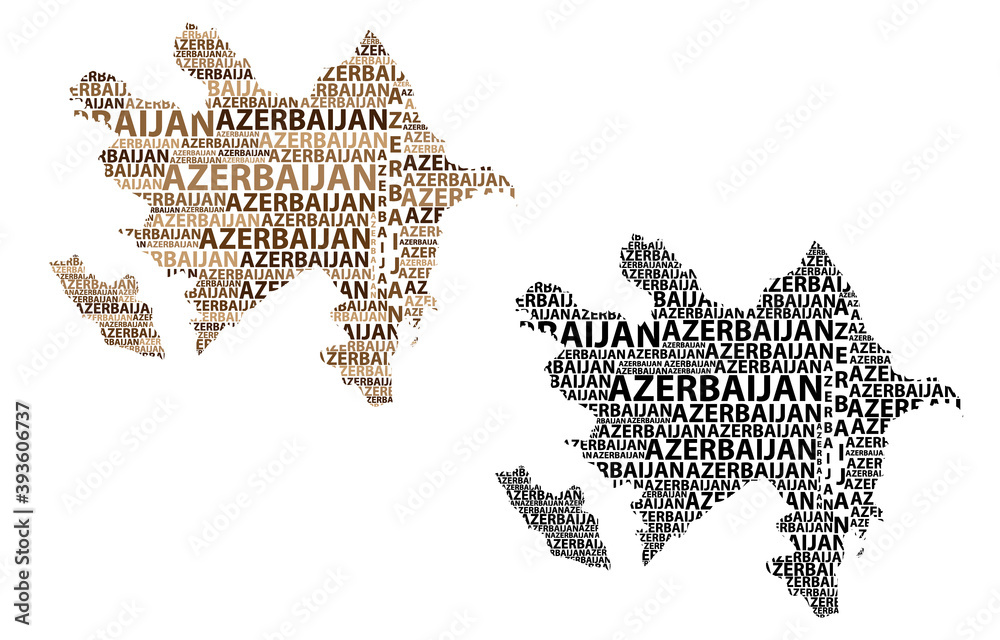 Sketch Azerbaijan letter text map, Azerbaijan - in the shape of the ...